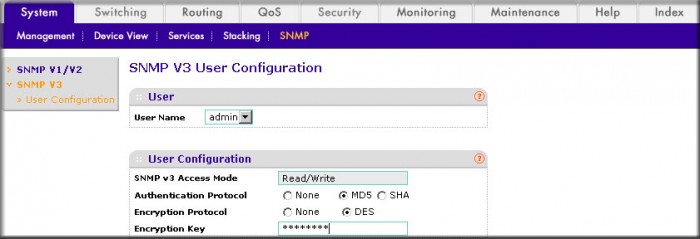 How do I configure Simple Network Management Protocol (SNMP) V3 using the web interface on my ...